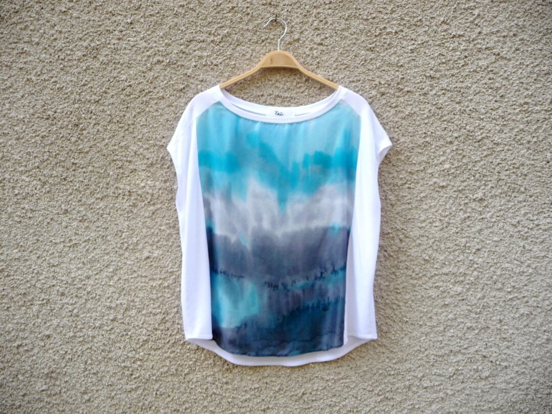 Women Painted Silk Top, Wearable Art Blouse, Fashion Art Top, Designer ...