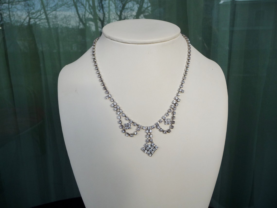 Stunning Vintage Necklace Great Gatsby Necklace Rhinestone | Etsy