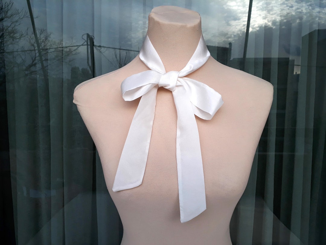 Silk Bow Skinny Scarf, Narrow Long Neck Scarf, Neck Tie Scarf Women ...