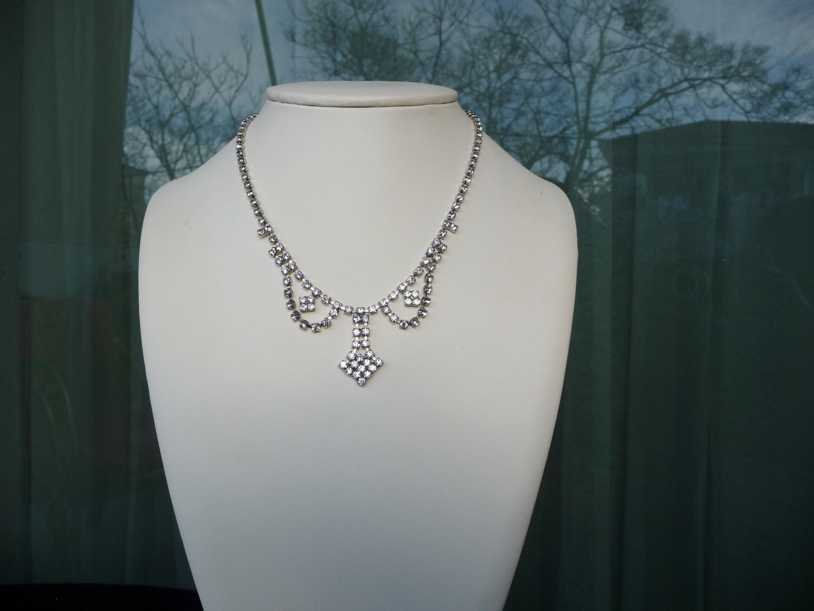 Stunning Vintage Necklace Great Gatsby Necklace Rhinestone - Etsy