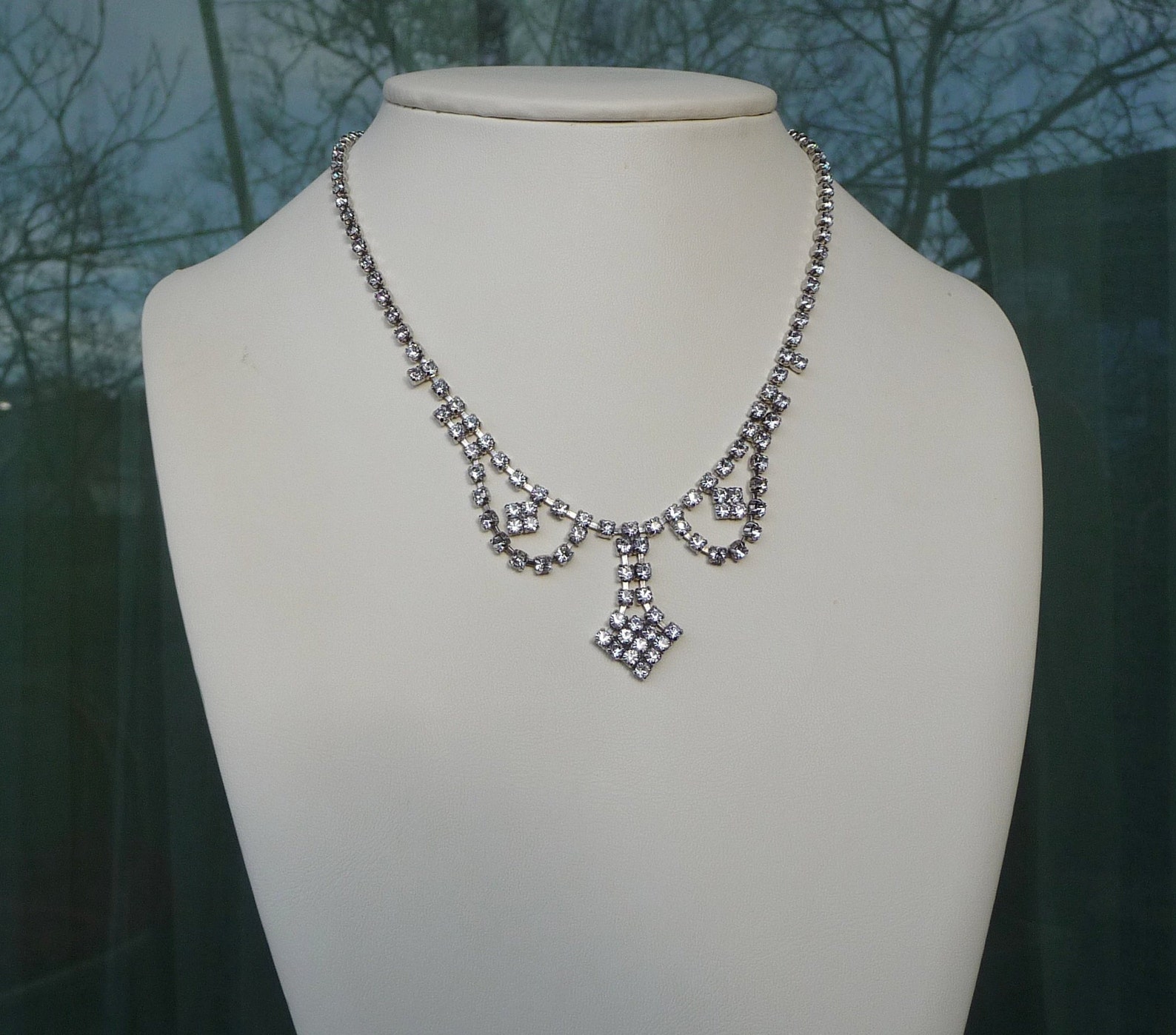 Stunning Vintage Necklace Great Gatsby Necklace Rhinestone | Etsy