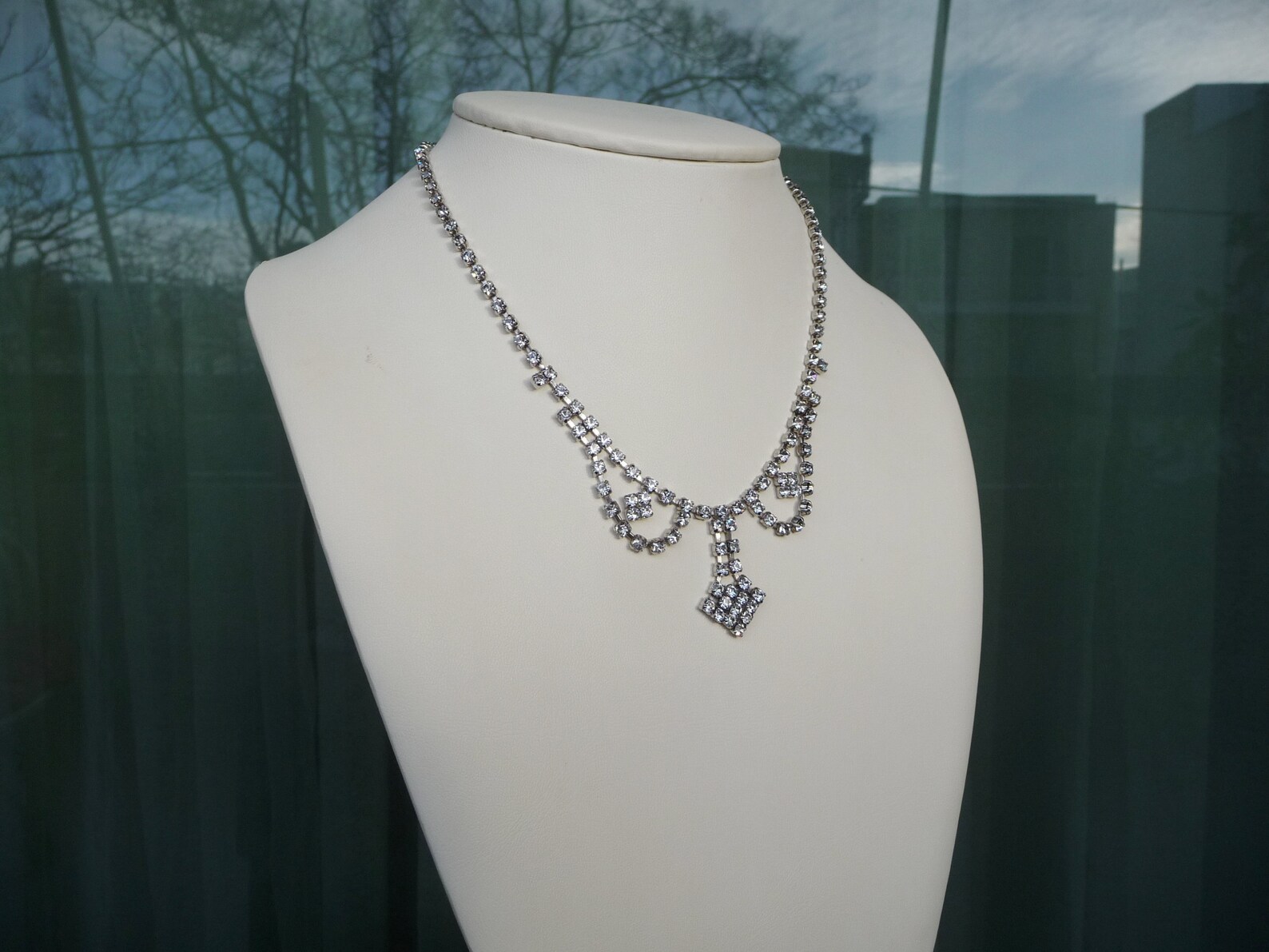 Stunning Vintage Necklace Great Gatsby Necklace Rhinestone | Etsy