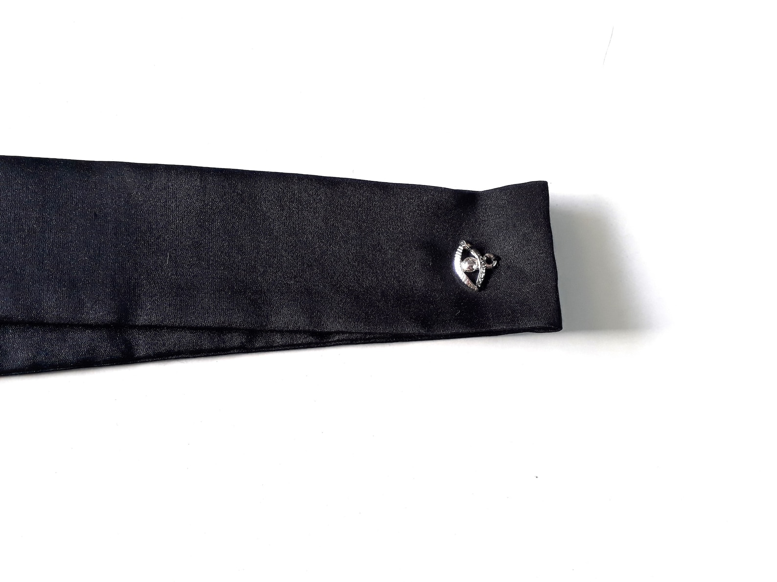 Black Silk Tie for Women, Necktie With Brooch, Ladies Accessories ...