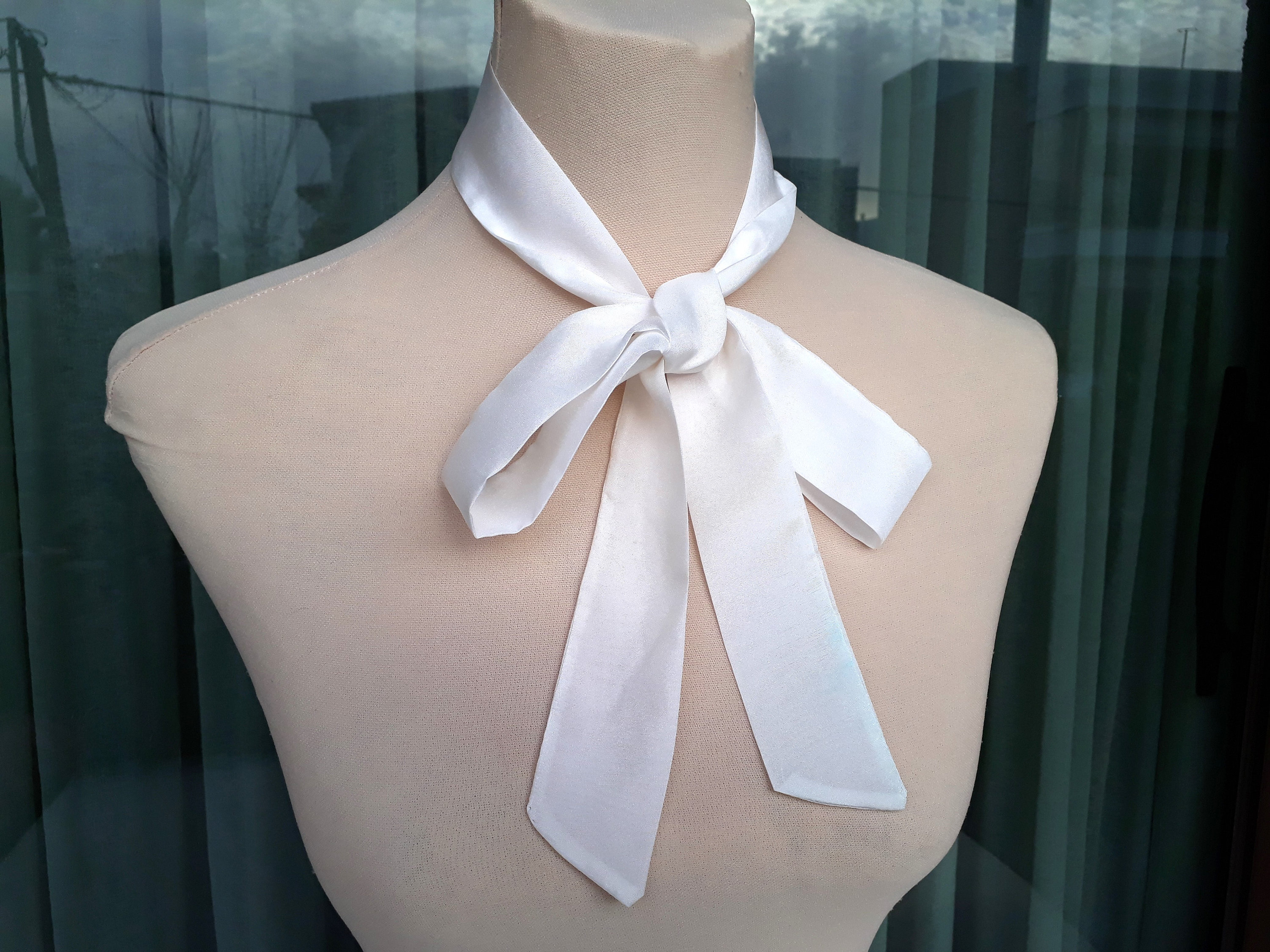 Silk Bow Skinny Scarf, Narrow Long Neck Scarf, Neck Tie Scarf Women ...