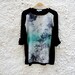 Hand Painted Silk Blouse, Abstract Floral Art Top, Fitted Long Sleeve ...
