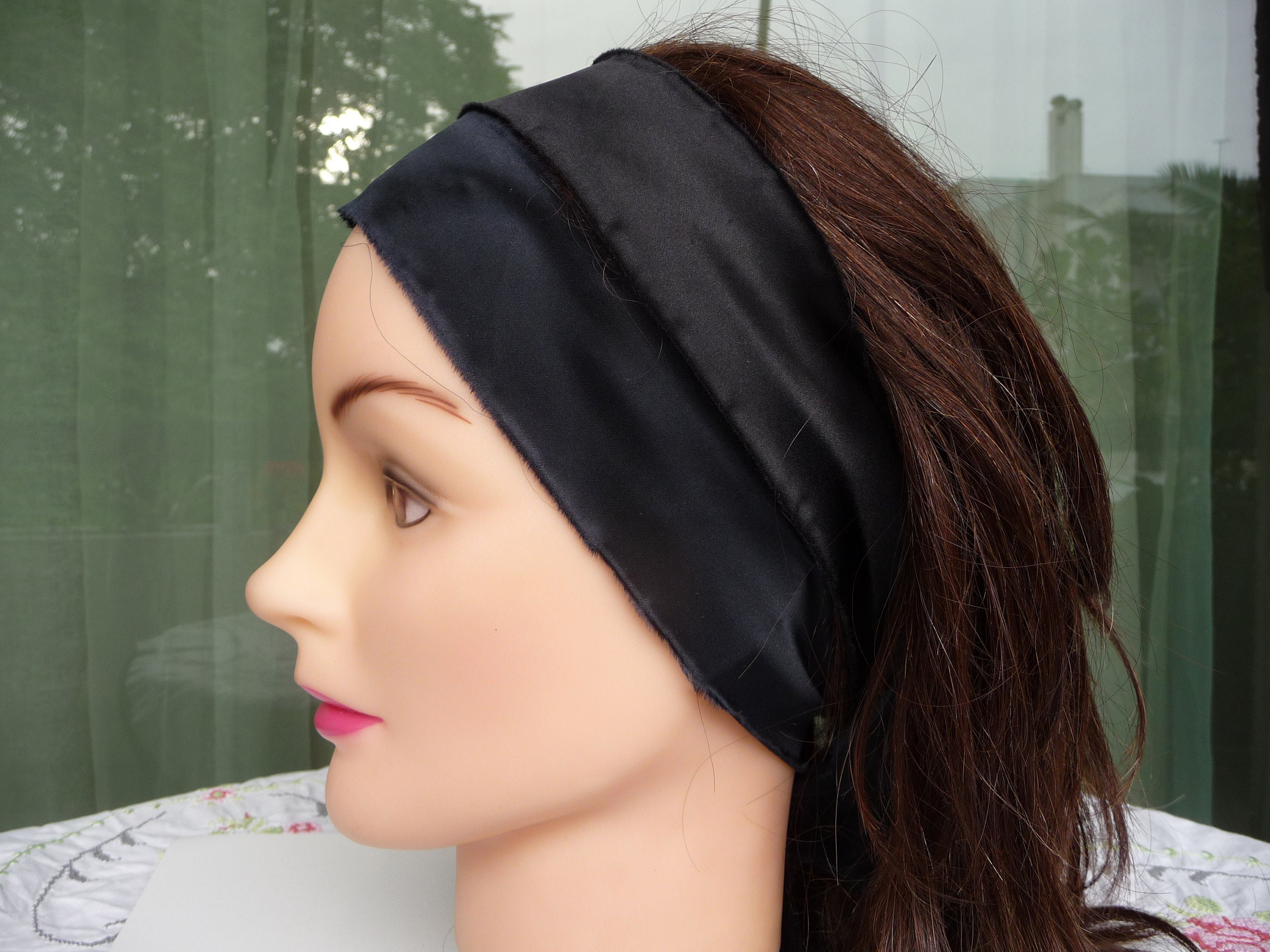 Yoga Wide Headband For Women Silk Satin Head Wrap Black Head Etsy