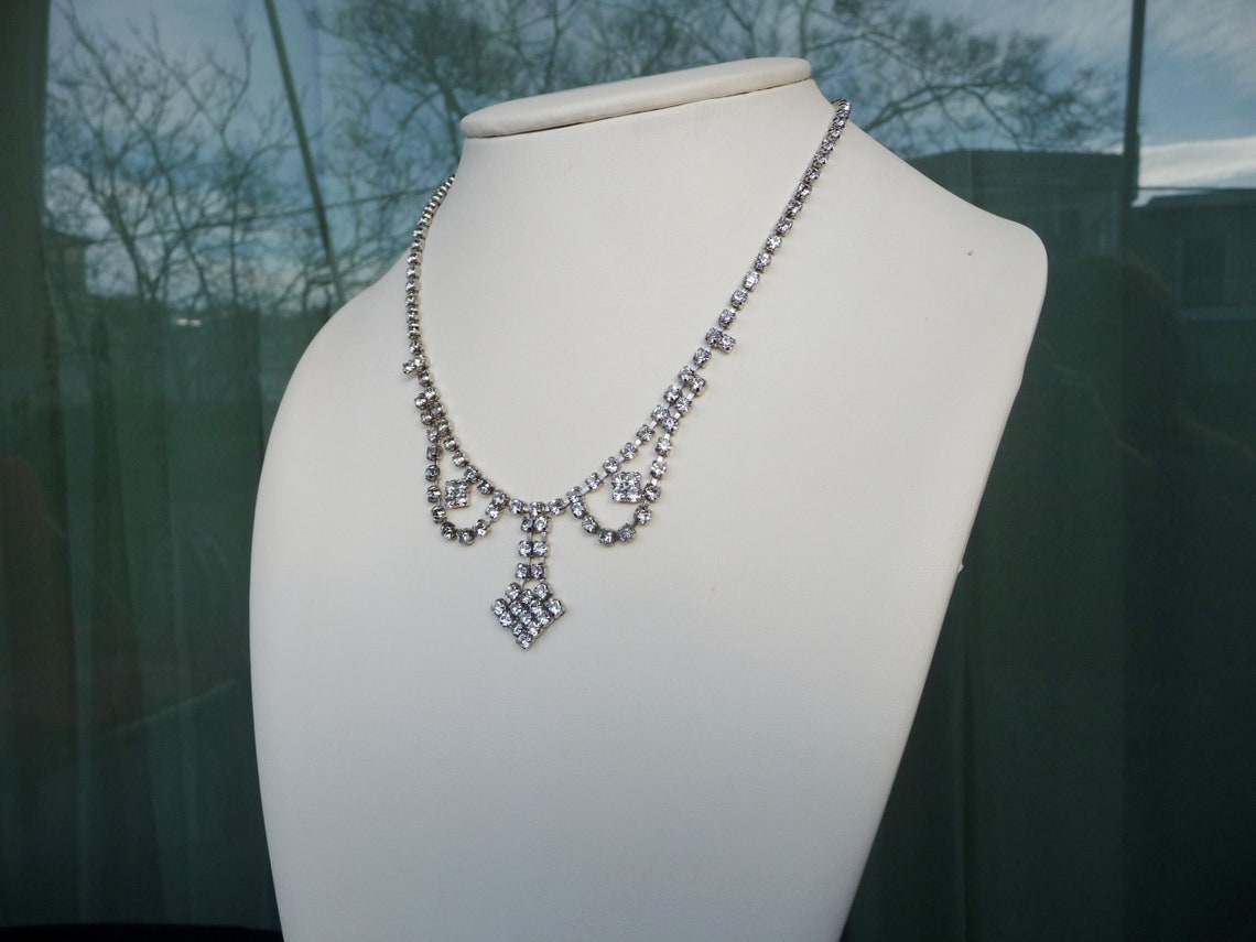 Stunning Vintage Necklace Great Gatsby Necklace Rhinestone | Etsy