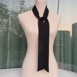 Black Neck Silk Skinny Scarf, Long Skinny Bow Scarf, Skinny Silk Scarfs ...