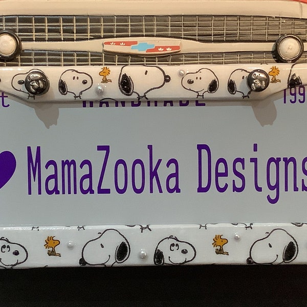 Snoopy License Plate Frame - Etsy