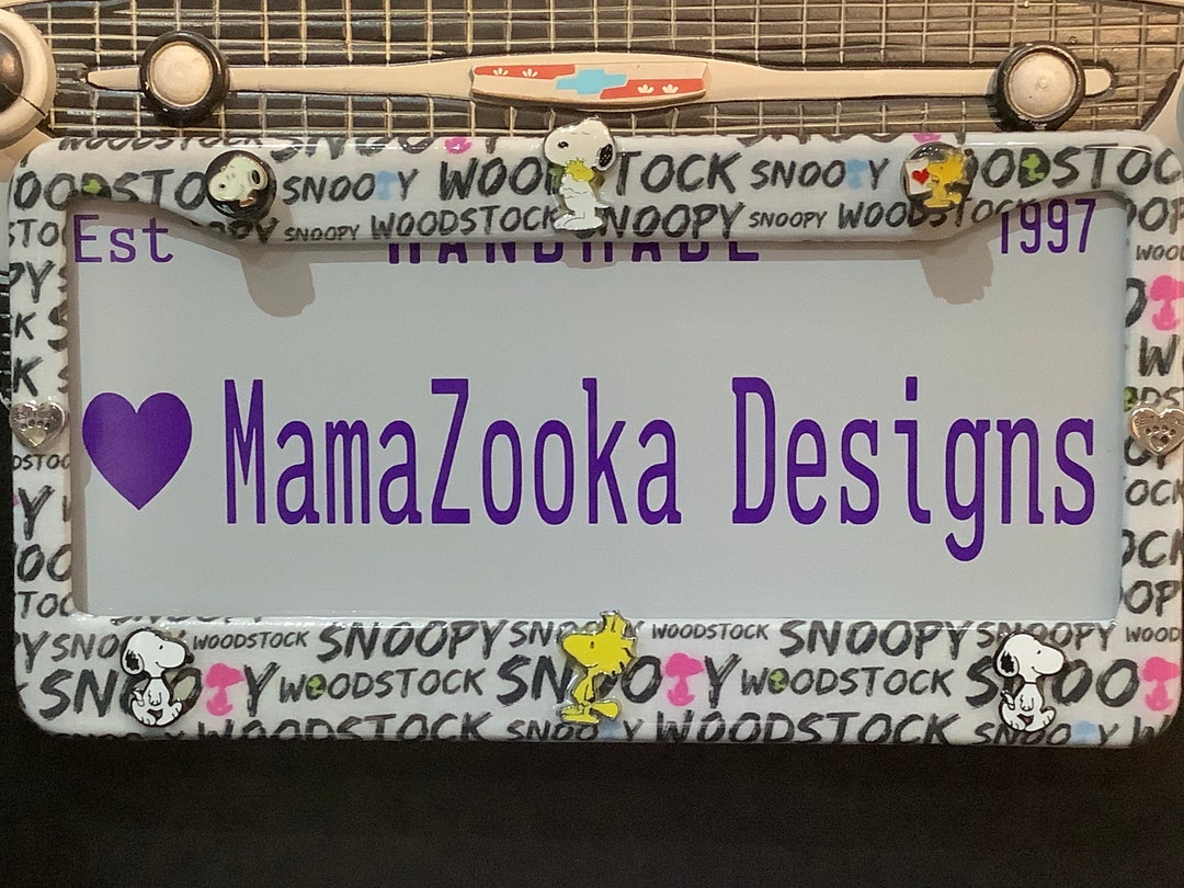 Snoopy & Woodstock by Name 3D License Plate Frame by Mamazooka Designs ...