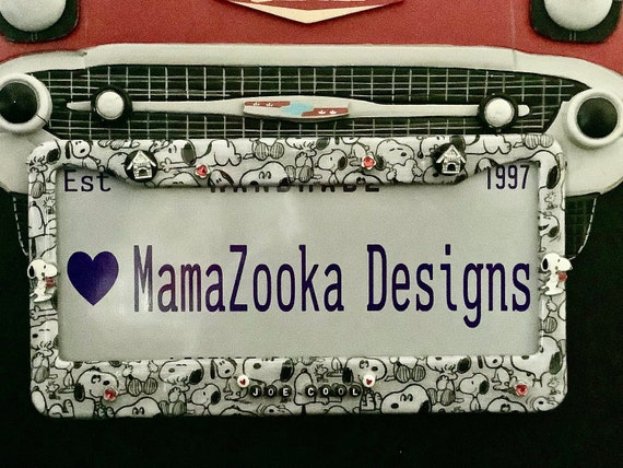 Snoopy Black and White License Plate Frame by Mamazooka - Etsy