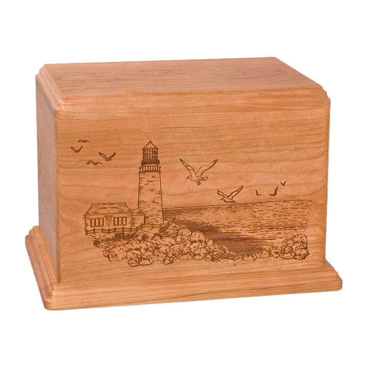Natural Cherry Lighthouse Wood Cremation Urn | Etsy