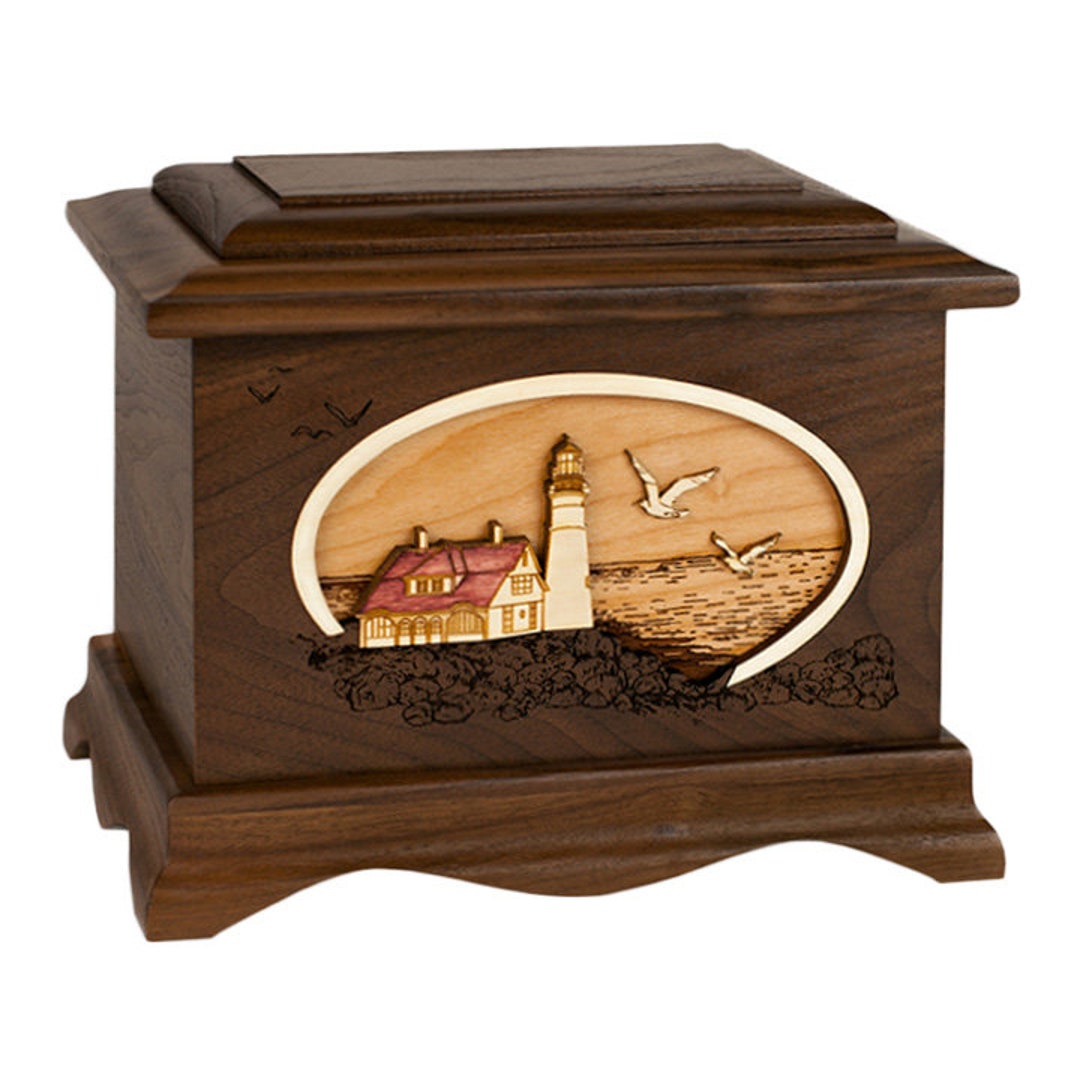 Walnut Portland Head Lighthouse Ambassador Wood Cremation Urn - Etsy
