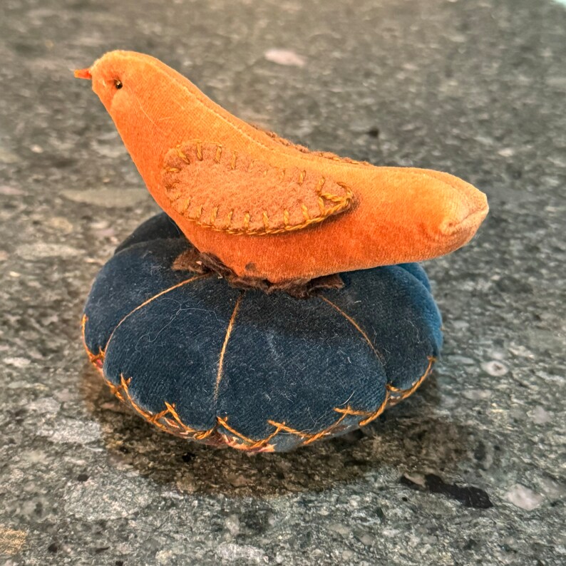 Vintage 4-1/2 Handmade Cloth Bird With Pin Cushion - Etsy