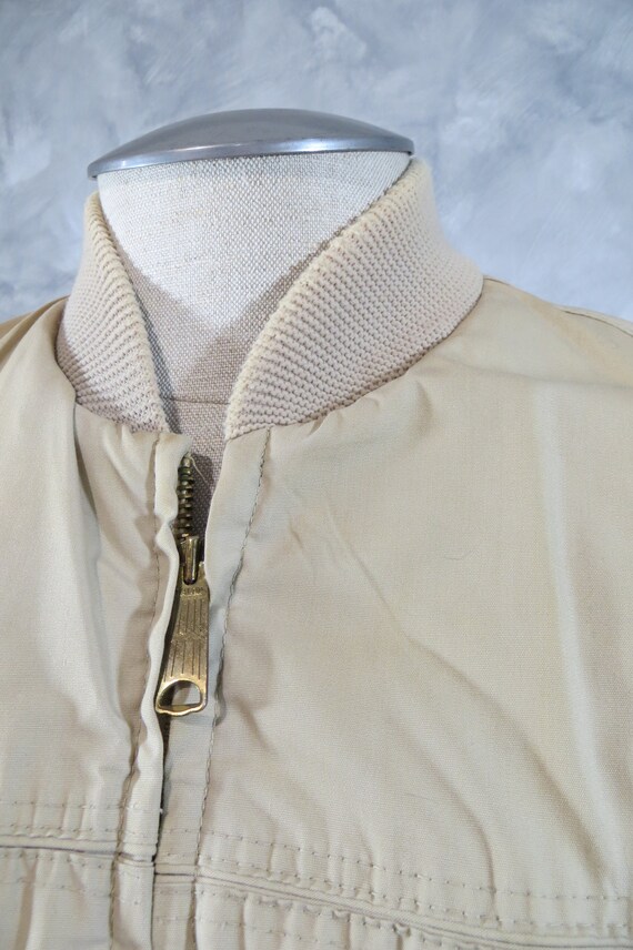 Men's Vintage Tan Quilted Jacket Heavy Duty Zipper Si… - Gem