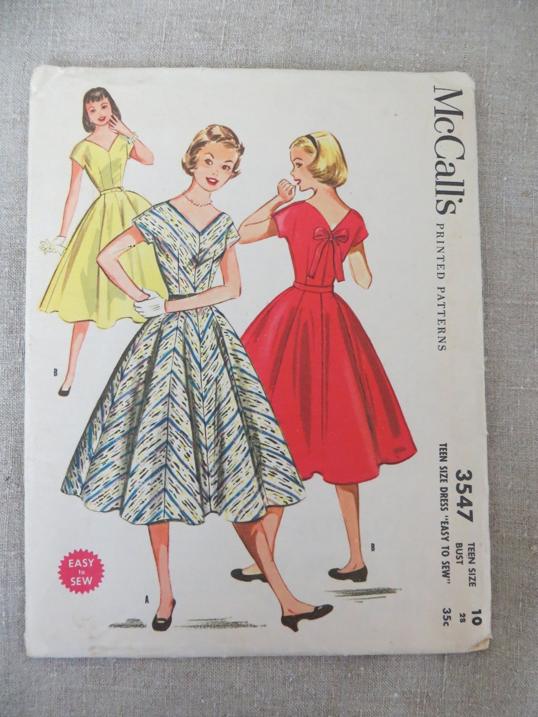 50s Dress Pattern 1955 Party Day Dress Mccall's 3547 - Etsy
