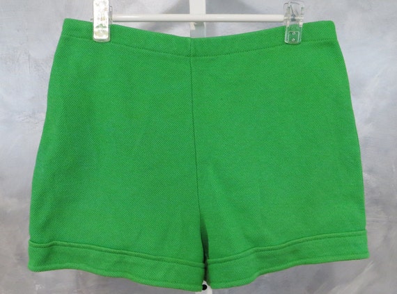 Vintage 70s Catalina Bright Green Woven Short Shorts … - Gem
