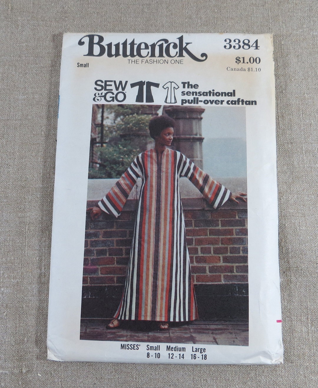 Vintage 70s Caftan Ethnic or Tribal Tunic Size Small 8-10 Butterick ...