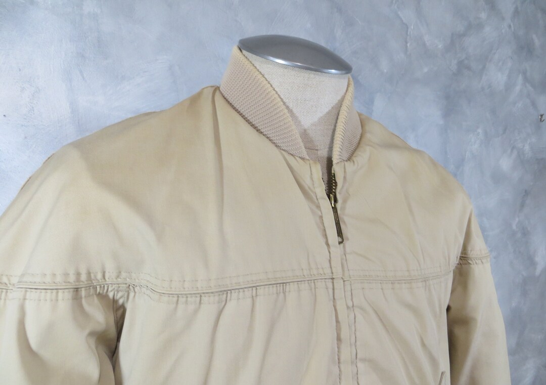 Men's Vintage Tan Quilted Jacket Heavy Duty Zipper Size 38 - Etsy