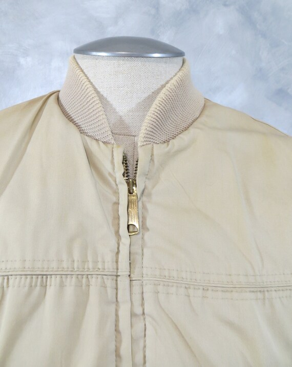 Men's Vintage Tan Quilted Jacket Heavy Duty Zipper Si… - Gem
