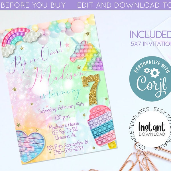 Popit Invitation - Etsy