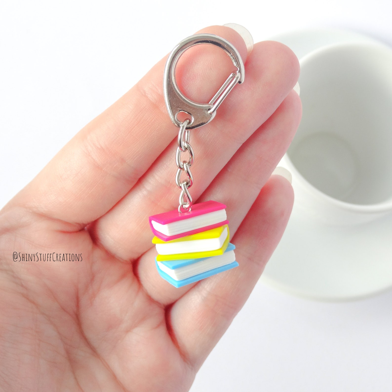 Subtle Pansexual Pan Pride Flag Keychain Stacked Books LGBTQ - Etsy