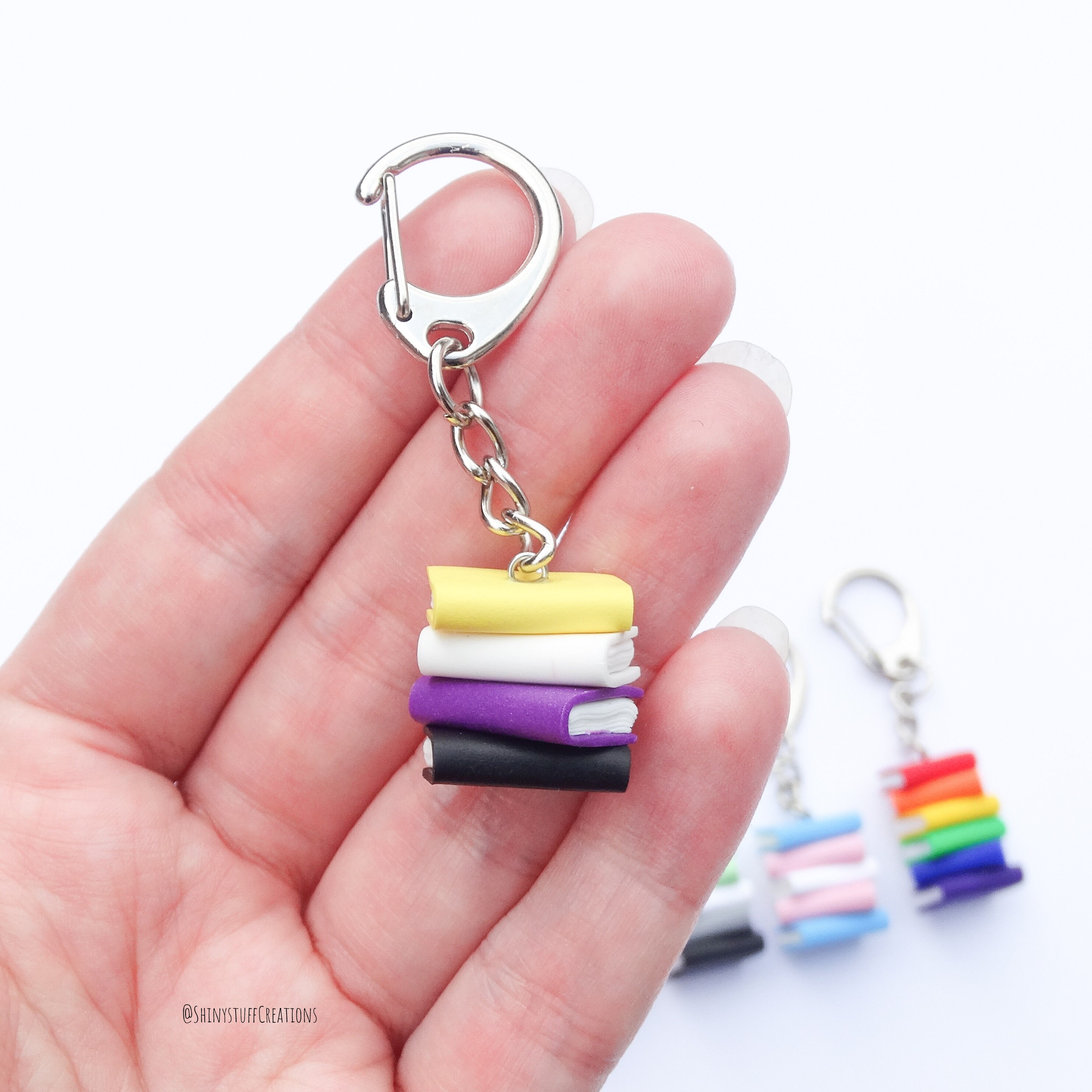 Subtle Non Binary Enby Pride Flag Keychain Stacked Books - Etsy