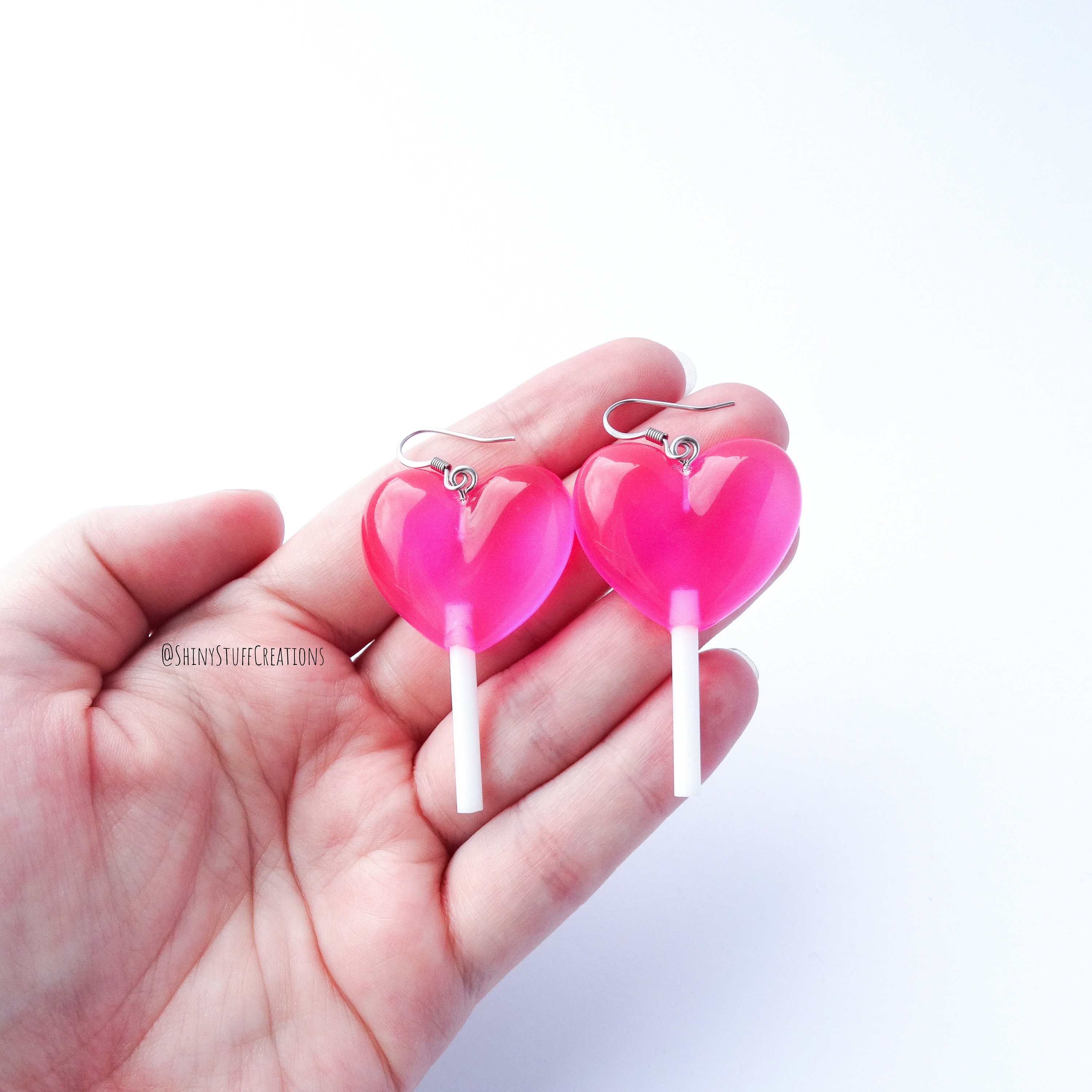 Grote hart lolly oorbellen lollipop snoep sieraden | Etsy