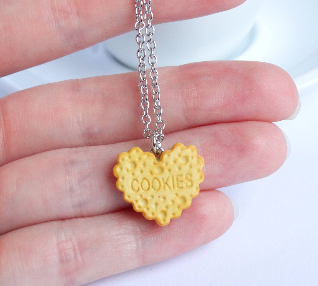 Heart Cookie Necklace, Miniature Food Pendant Charm, Cute Valentine's ...