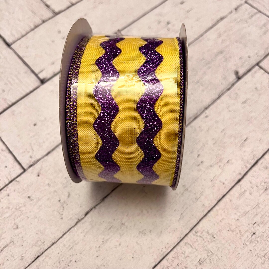 2.5" Yellow W/purple Glitter Ric Rac Ribbon 10 Yard Spool - Etsy