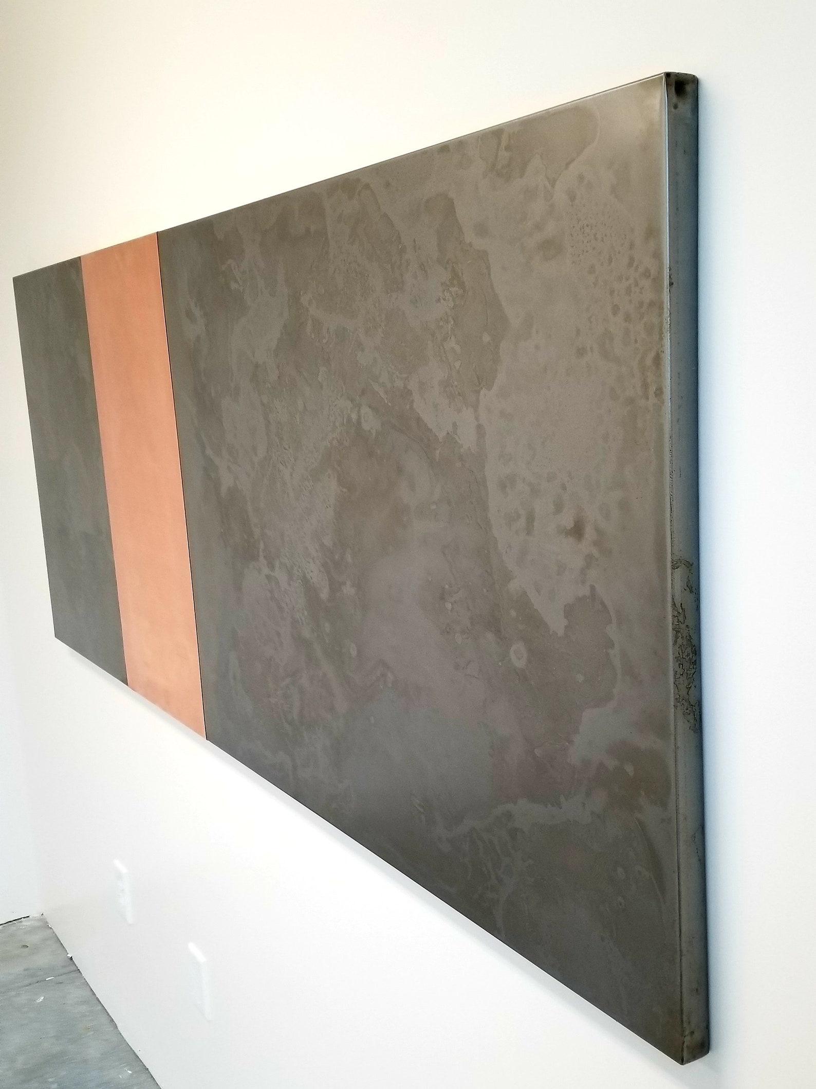 Queen Size modern headboard with copper strip | Etsy