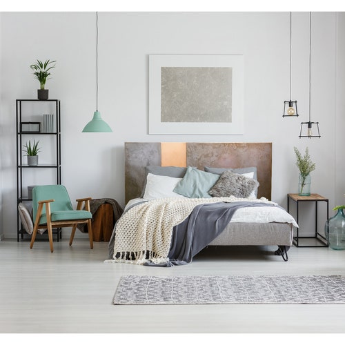 King Size Modern Headboard With Copper Stripe - Etsy