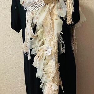 Handmade Shabby Boho Neck Wrap 88” Long Lagenlook Vintage Upcycled ...