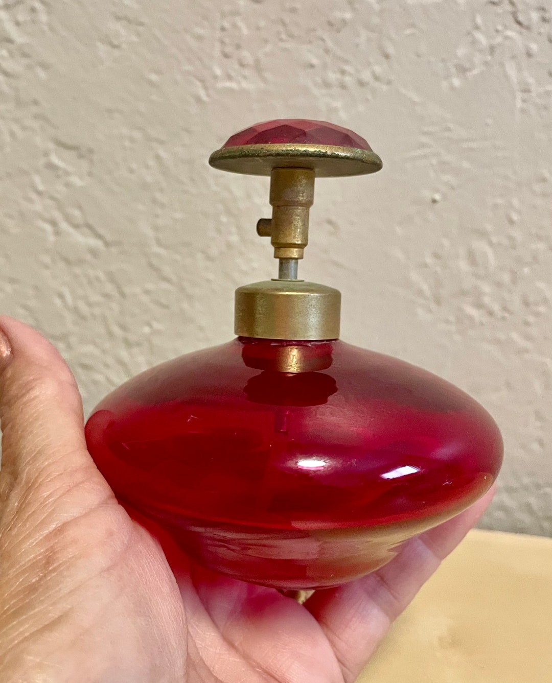 Vintage Ruby Red Round Art Deco Perfume Atomizer Faceted Top Crystal - Etsy