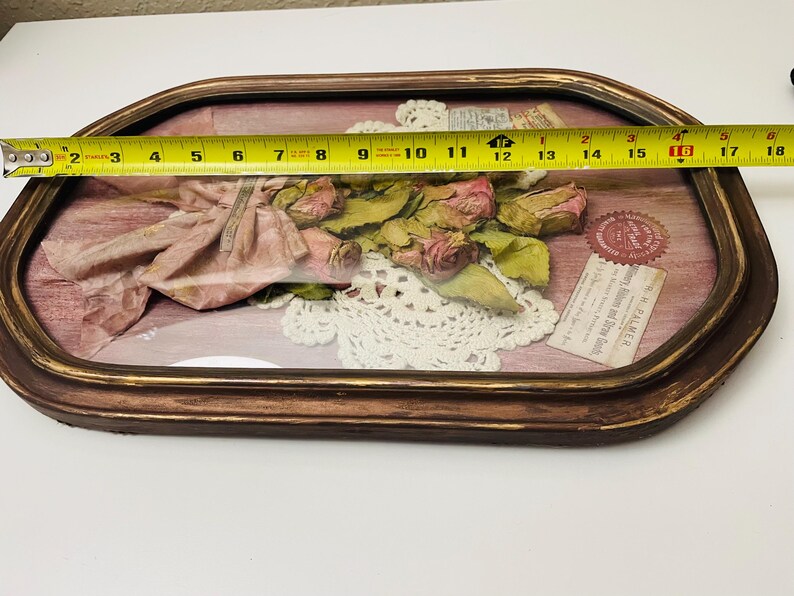 Upcycled Antique Curb Glass Antique Frame Faux Rose Bouquet Handmade - Etsy