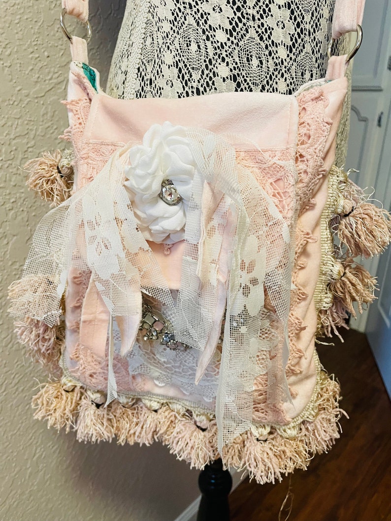 Pink Handmade Upcycle Shabby Chic Medium Shoulder Bag Funky - Etsy