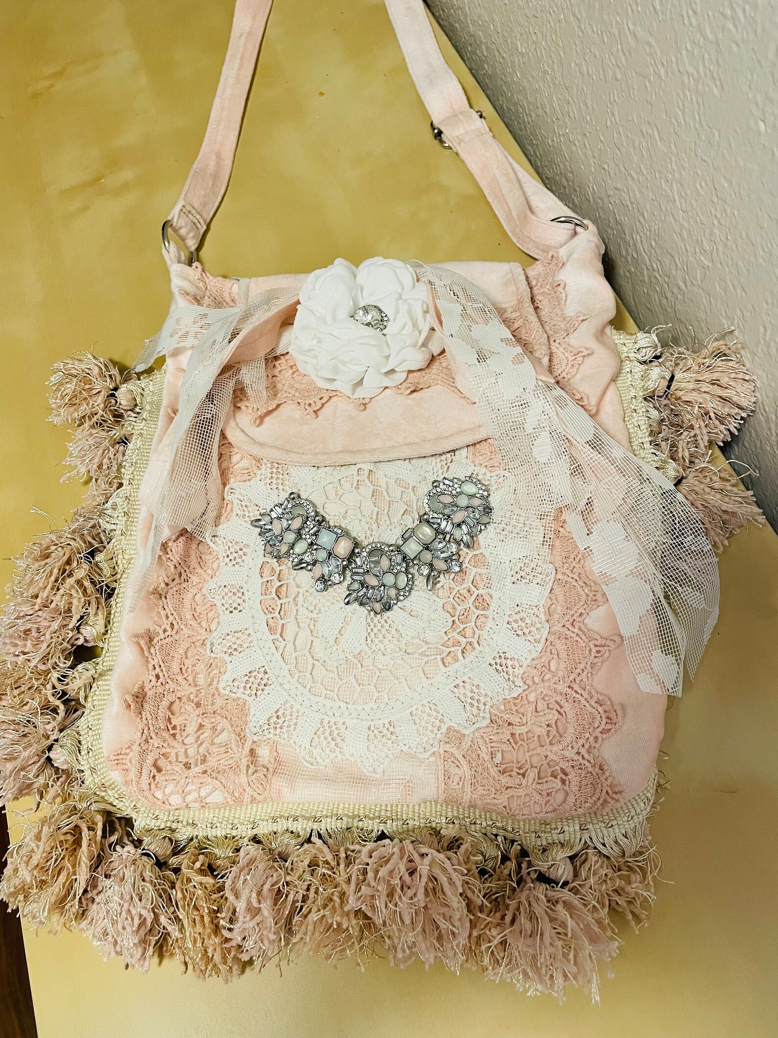 Pink Handmade Upcycle Shabby Chic Medium Shoulder Bag Funky - Etsy