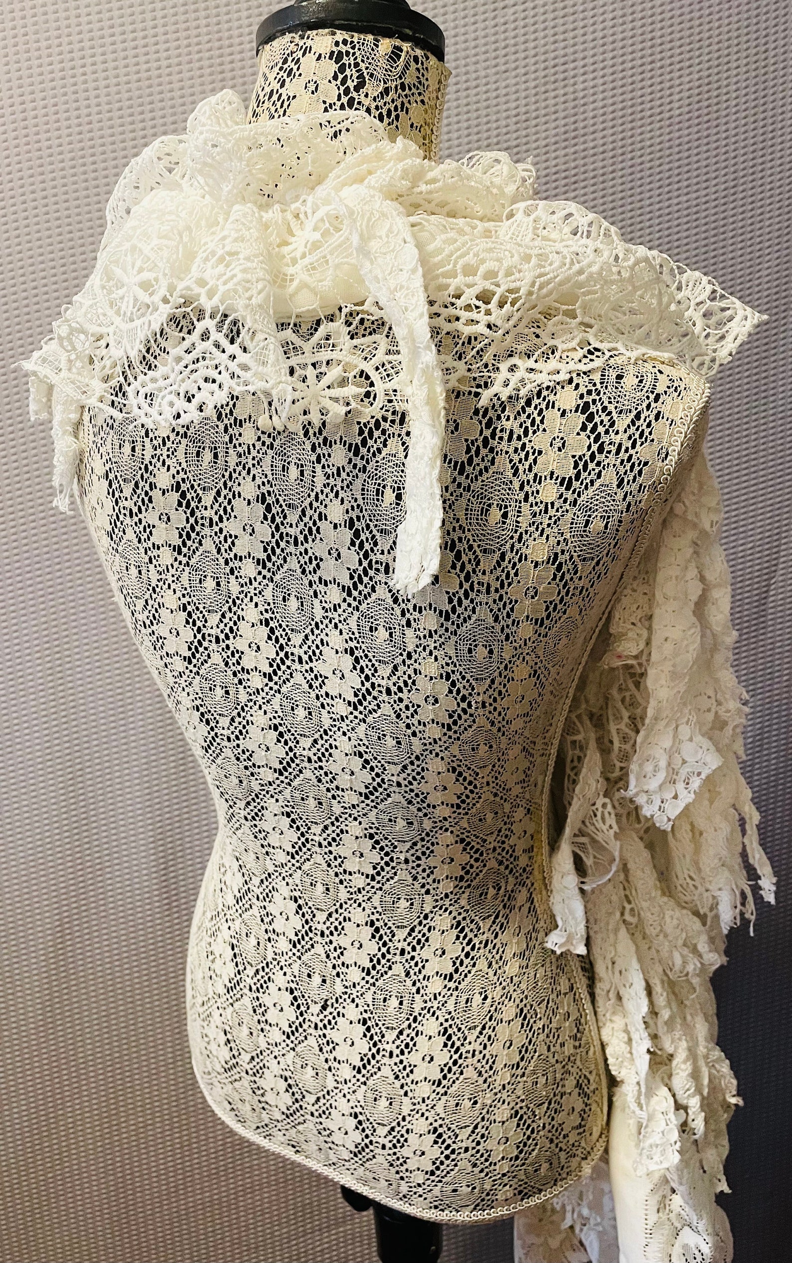 Handmade White Vintage Lace Upcycled Statement Upcycled Scarf 92 Unique ...