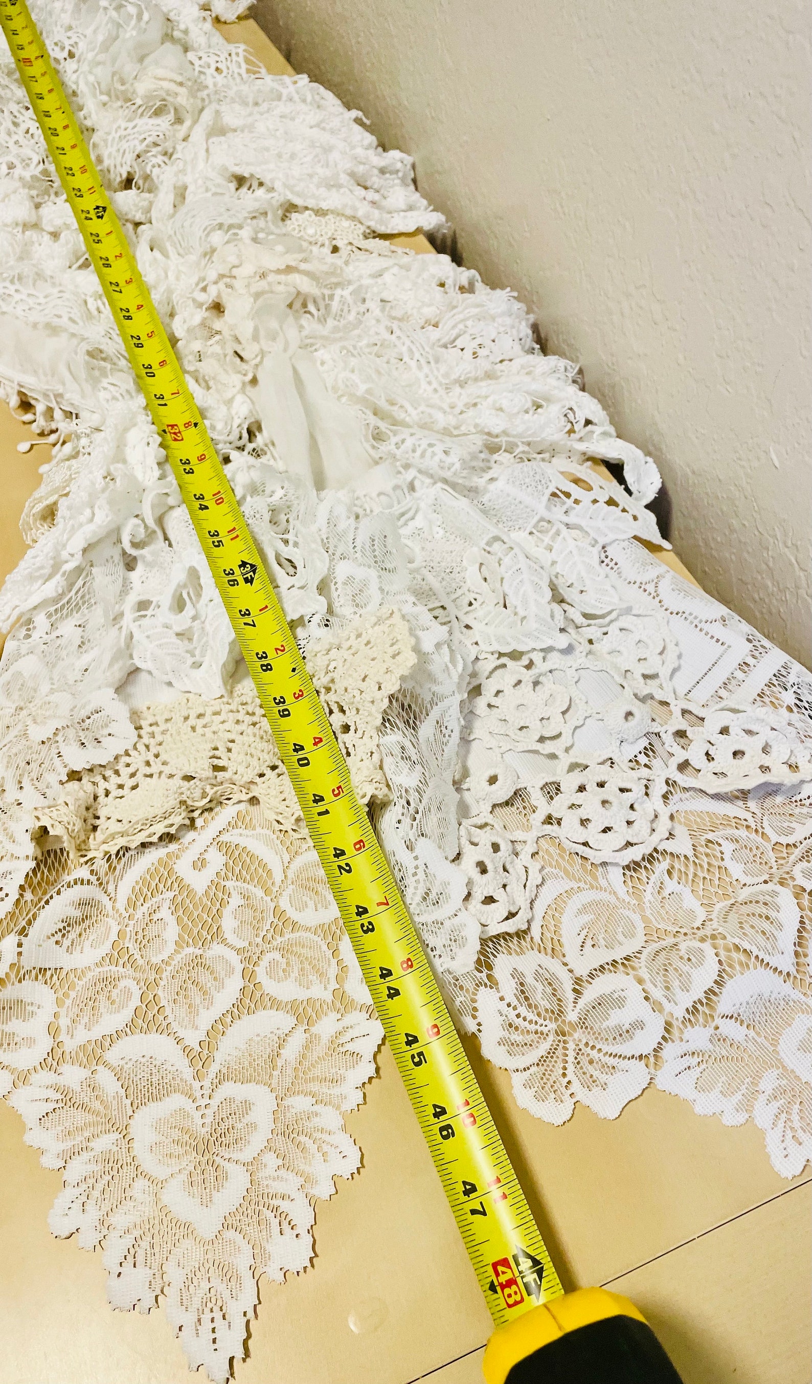 Handmade White Vintage Lace Upcycled Statement Upcycled Scarf 92 Unique ...