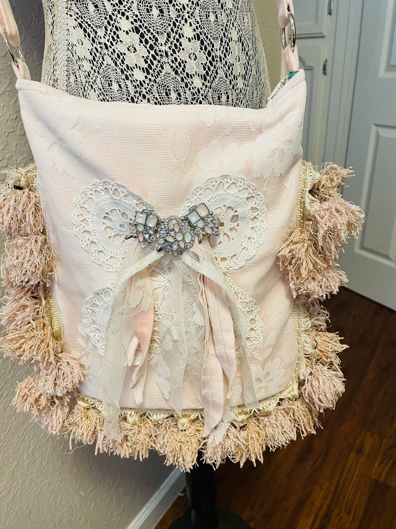 Pink Handmade Upcycle Shabby Chic Medium Shoulder Bag Funky - Etsy