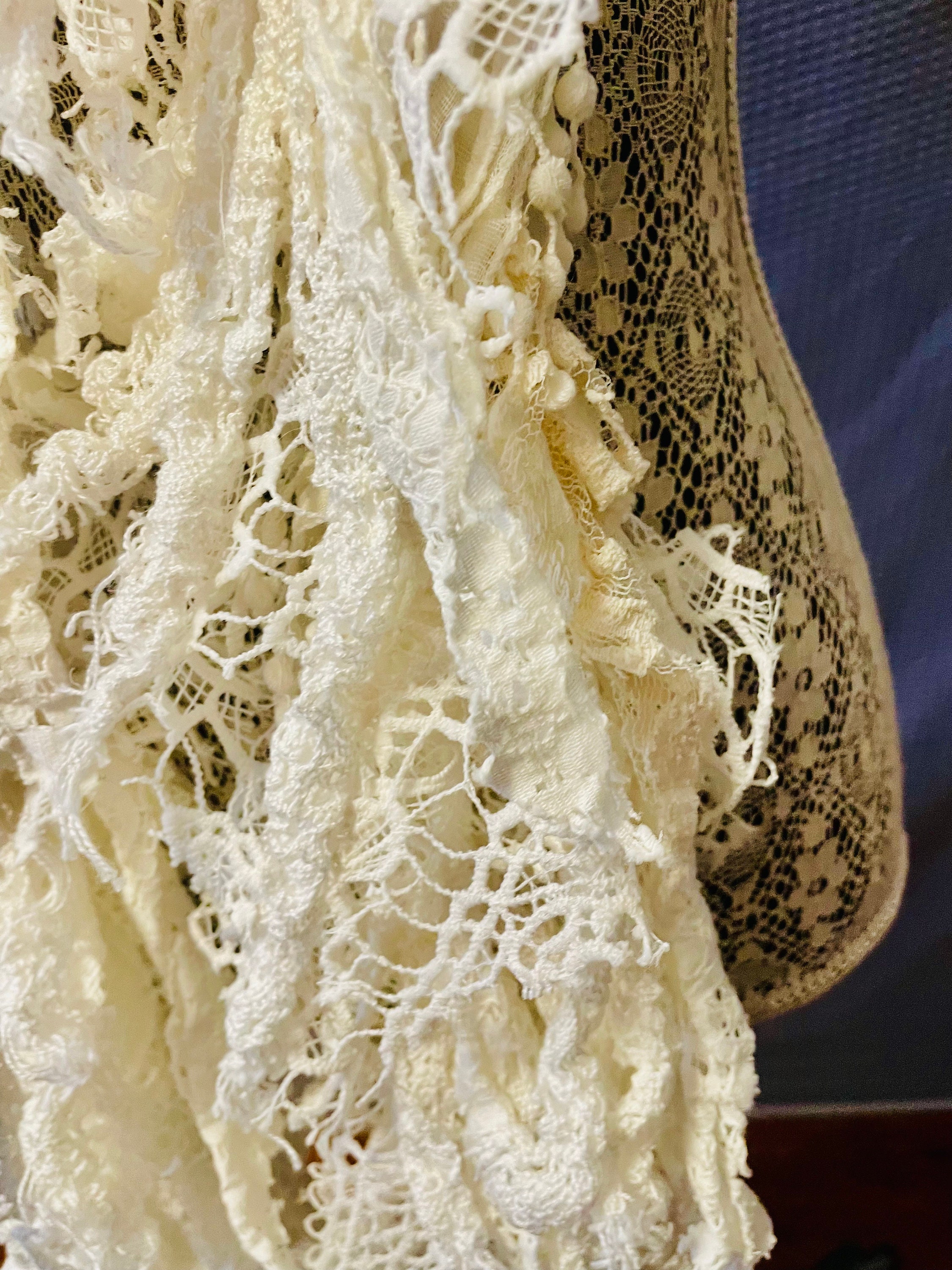 Handmade White Vintage Lace Upcycled Statement Upcycled Scarf 92 Unique ...