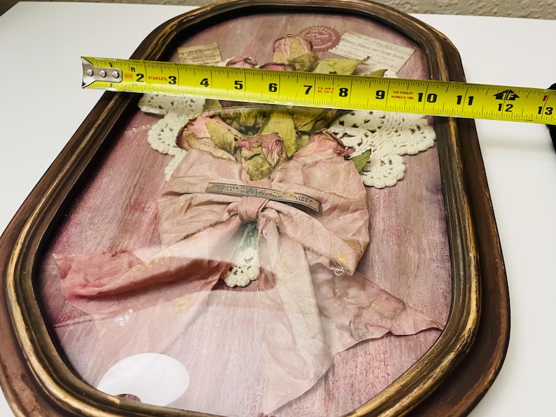 Upcycled Antique Curb Glass Antique Frame Faux Rose Bouquet Handmade - Etsy