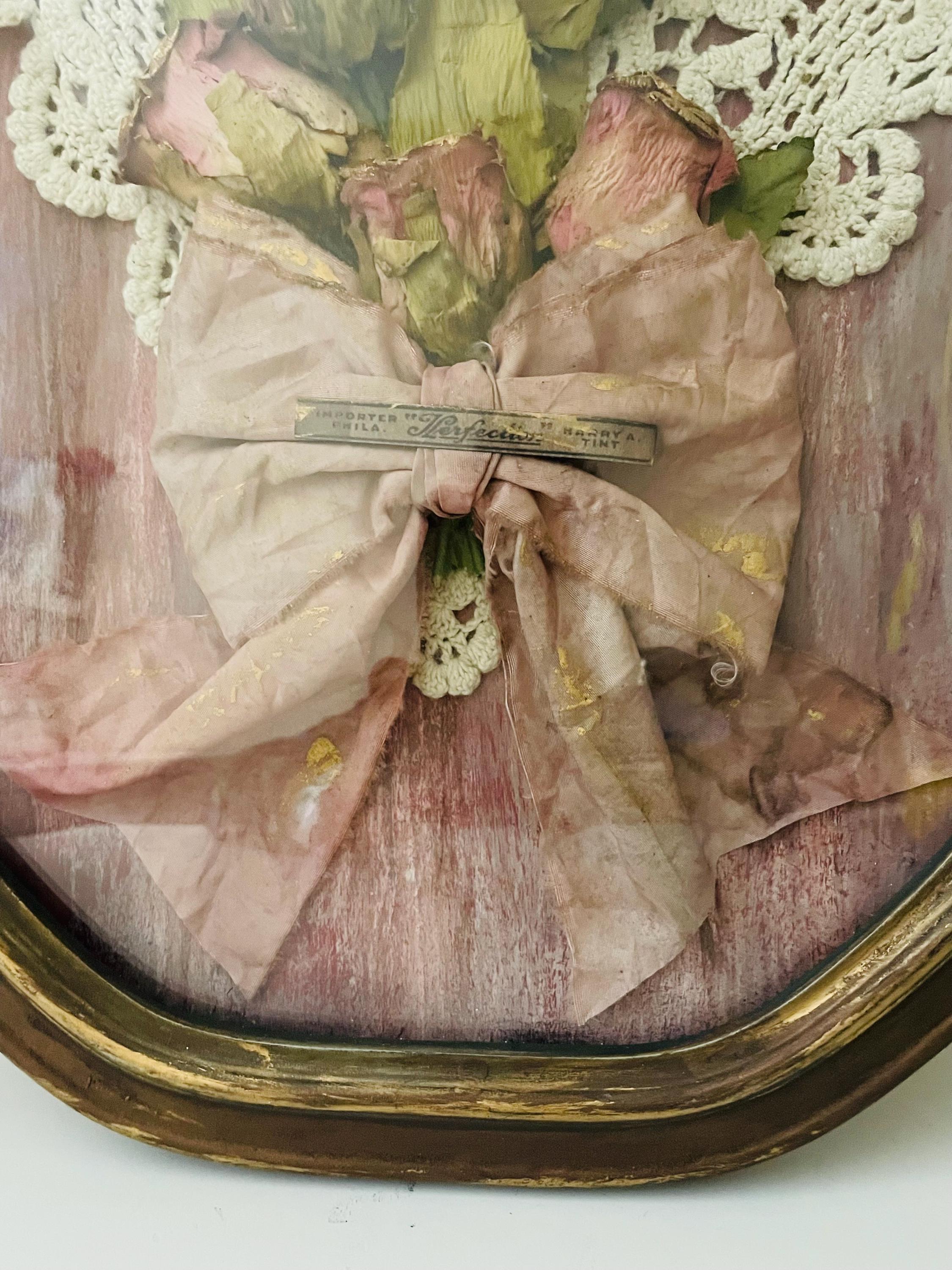 Upcycled Antique Curb Glass Antique Frame Faux Rose Bouquet Handmade - Etsy