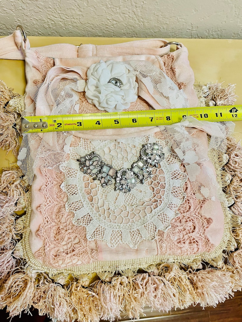 Pink Handmade Upcycle Shabby Chic Medium Shoulder Bag Funky - Etsy