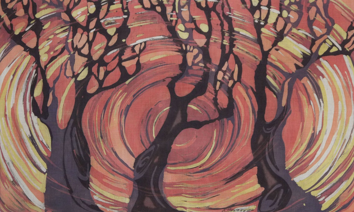 Sun Set Painting. Batik Painting. Trees in Sun Set Painting. Batik Art ...
