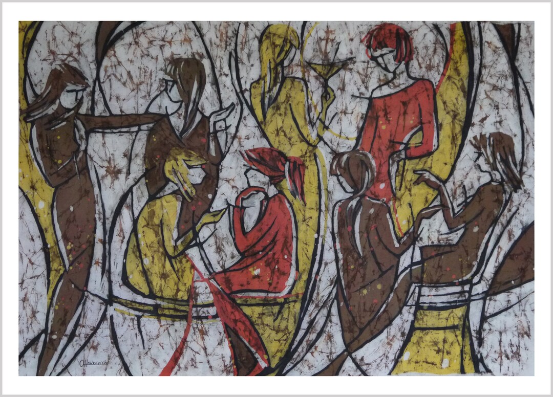 People Gathering Painting. Batik Painting. Female Painting.people in ...