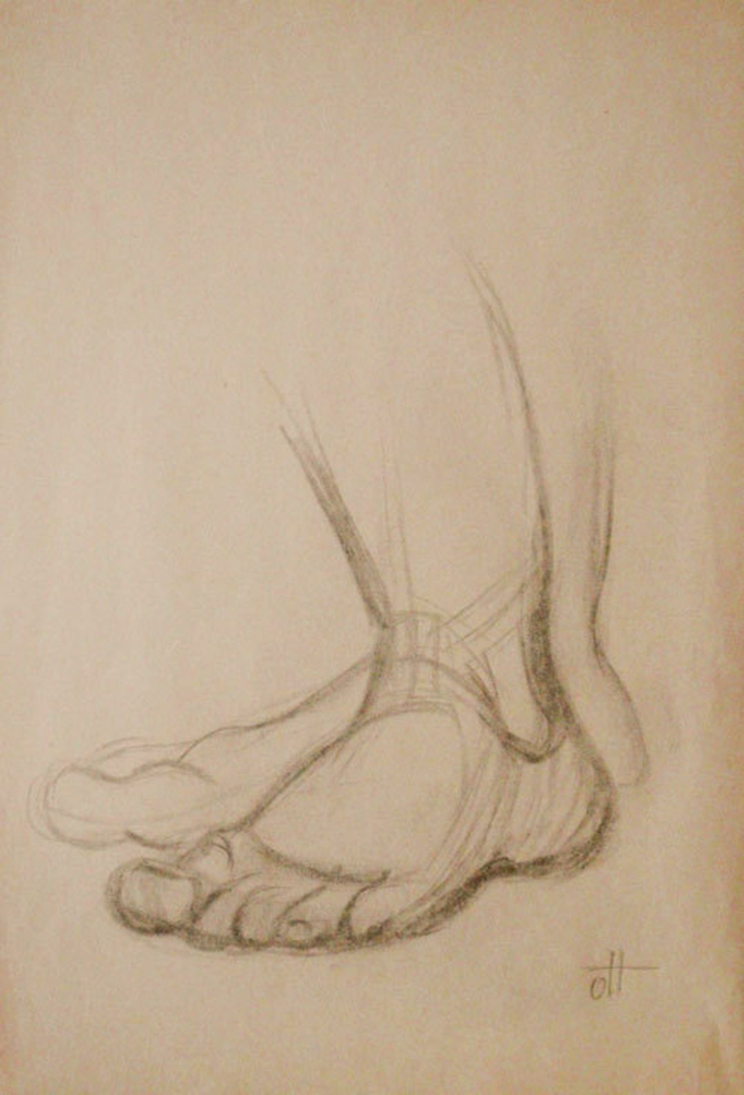 Feet Sketch. Feet Line Drawing.original Line Drawing. Charcoal Drawing ...