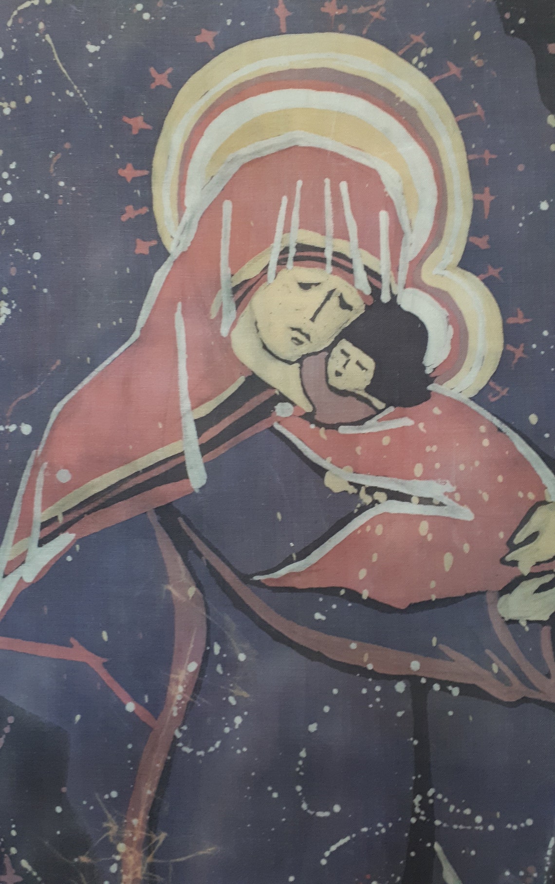 Modern Icon Mary. Mother Mary Batik Painting. Mother Mary Poster ...
