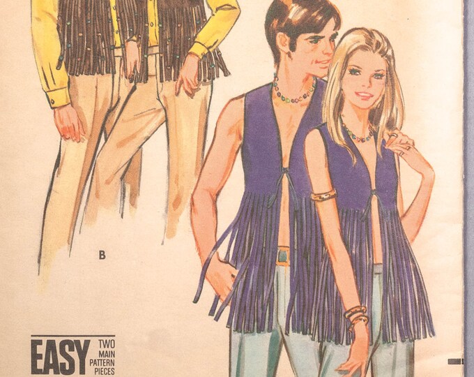 B5633 | Med | Butterick 5633 Mens Unisex Leather Suede or Faux Fringed ...