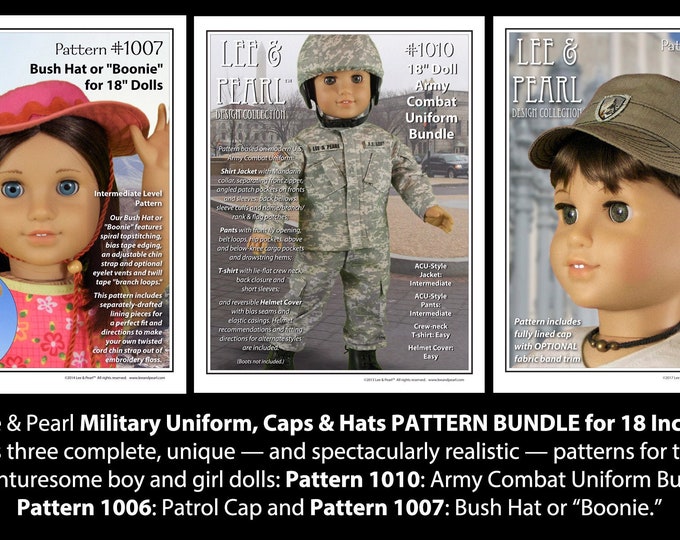 L&P Military Uniform Sewing Pattern Bundle for 18 Inch Dolls Such as ...